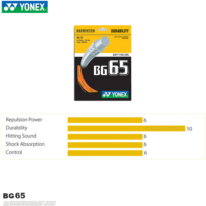 زه بدمينتون يونکس Yonex BG 65-Orange - بدمینتون ایران